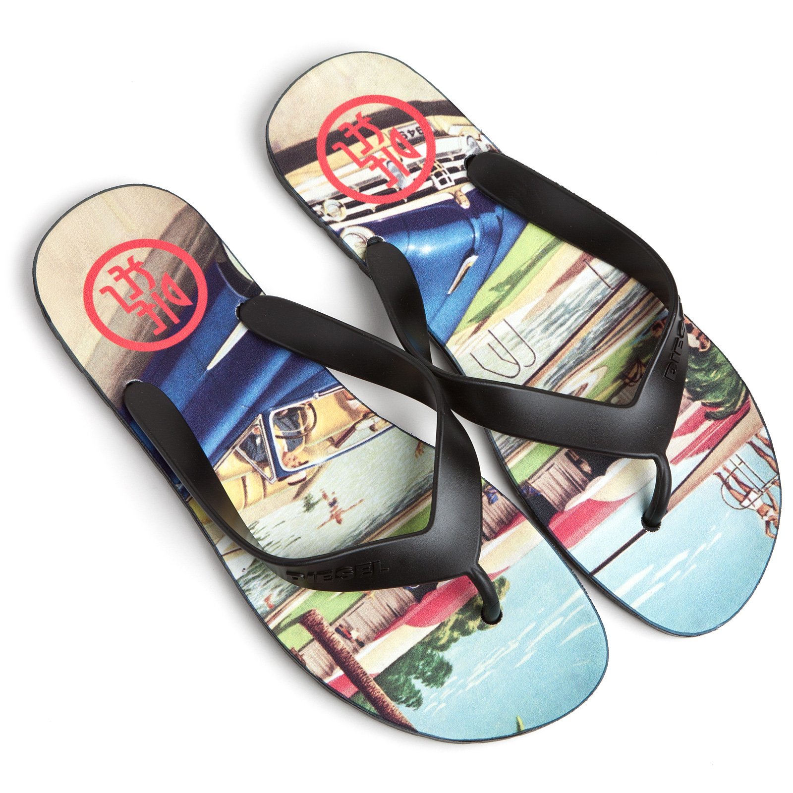 Splish Black Print Jandals - DIESEL 2012SS : Shoes & Boots-Sandals ...