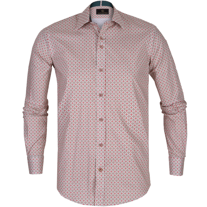 Nigel Vintage Geometric Print Stretch Cotton Shirt - Shirts-Casual ...