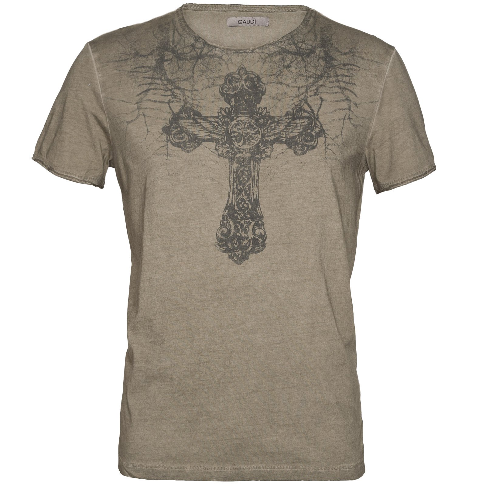 Cross Printed Cotton T Shirt - GAUDI 2014AW : T-Shirts & Polos-Short ...